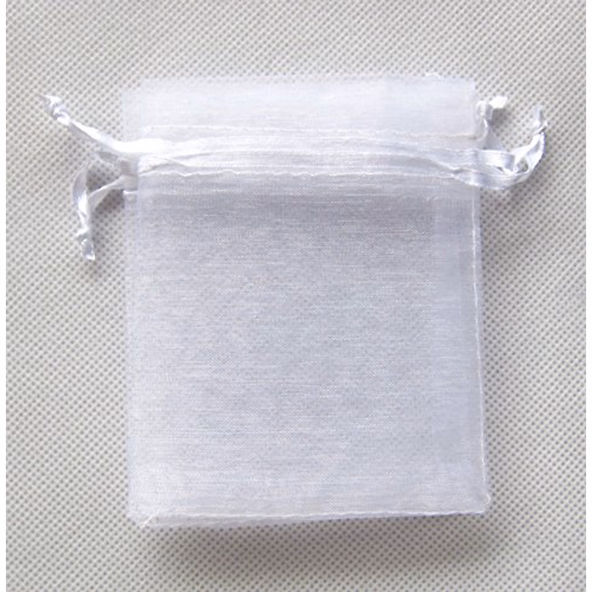 ATCG 100pcs 2.7x3.5 Inches Mini Drawstring Sheer Organza Bags, Wedding Party Favor Gift Pouch, Chocolate Mesh Candy Gift Jewelry Organza Bag, Sachet Bags Small Sheer Organza Pouches (White)