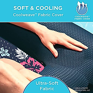 Aqua Campania Ultimate 2-in-1 Pool Float Lounge – Extra Large – Inflatable Pool Floats for Adults with Adjustable Backrest & Cupholder Caddy – Navy Hibiscus