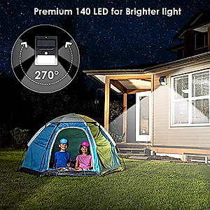 Solar Lights Outdoor, [ 2 Pack /3 Modes /140 LED ] Solar Motion Sensor Powered Flood Lights, 3000 Lumens 270°Wide-Angle IP65 Waterproof Solar Security Wall Lights for Garden Fence Patio Deck Yard Pool