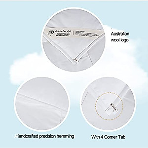 YOUR MOON Luxurious Lightweight Wool Comforter Queen Size, Lightweight Summer Comforter/Duvet Insert, 100% Natural Australian Wool Filled Comforter, Noiseless Cotton Cover