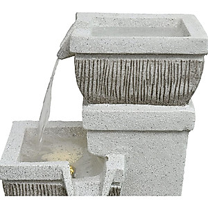 29.5-in. 3-Tier Tri-Column Indoor or Outdoor Garden Fountain with LED Lights for Patio, Deck, Porch