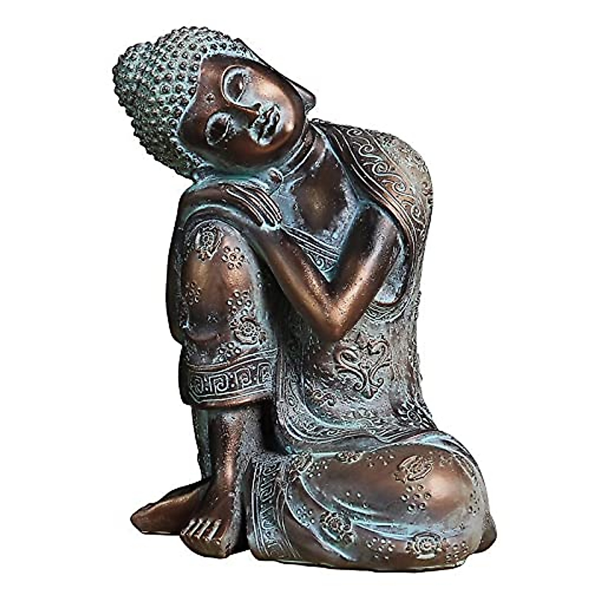 Haytijoe Resin Bronze Sleeping Buddha Statue Crafts Southeast Asia Style Antique Buddha Sculpture Decor for Home Office, 9.1" Tall(Sleeping Buddha)