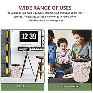 Zerodeko Office Decor Car Decor Retro European Waste Paper Basket Round PU Leather Waste Bin Flower Trash Can Office Garbage Bin Container Without Lid 10L () Office Decor Car Decor