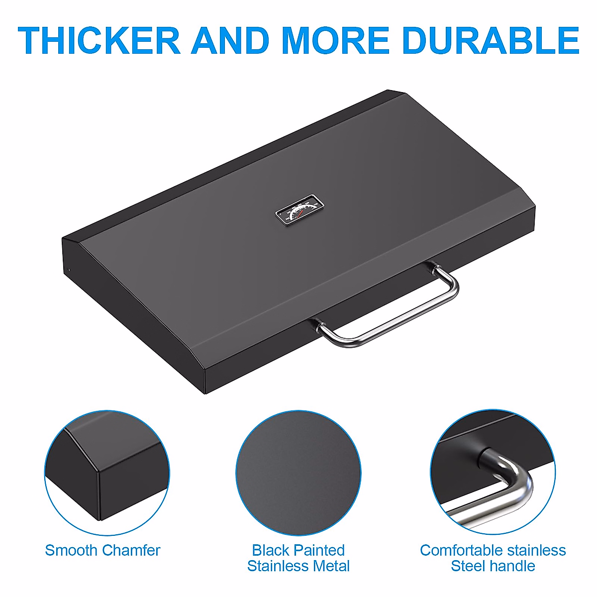 SafBbcue Griddle Hinged Lid for Blackstone 36 Inch Grill Griddle Top Accessories,36" Blackstone Griddle Hard Cover Hood with Thermometer for 36" Blackstone 1818 1825 1863 1866 Grill Griddle Lid Hinged