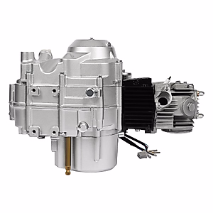 DOONARCES 125cc 4 Stroke Electric Start Engine Motor Air-cooled Single-cylinder Semi Auto Engine with 3 Forward 1 Reverse for ATV Bike Go kart Quad Dirt bike, Silver