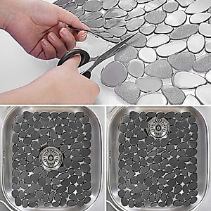 Kitchen Sink Mats VELOVYO Adjustable Pebble Sink Mats PVC Sink Protector Sink Pad for Stainless Steel Porcelain Sink 2 Packs Grey
