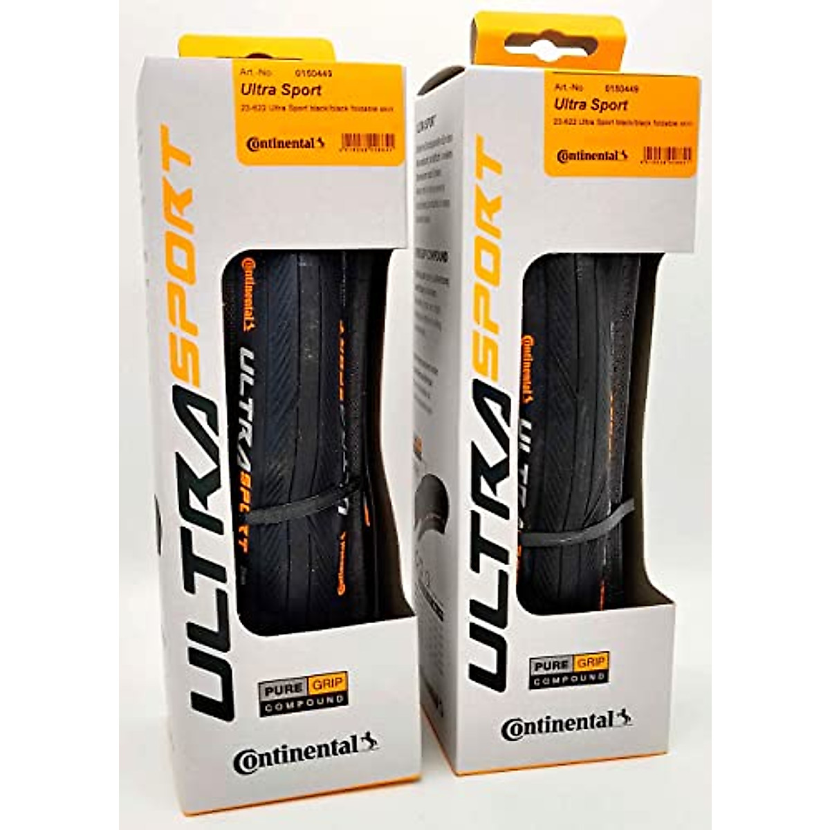 Continental Ultra Sport III 700x23 Black/Black Folding PureGrip - Pair (2 Tires)