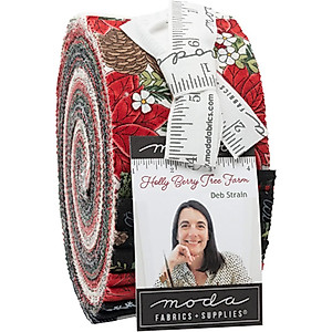 Deb Strain Holly Berry Tree Farm Jelly Roll 40 2.5-inch Strips Moda Fabrics 56030JR