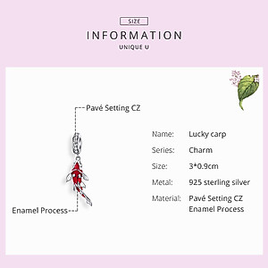Manhe Charms Red Lucky Carp Charms Sterling Silver Charms fit Pandora Charms Bracelet,Red Koi Fish Pendant Necklaces Jewelry Gifts for Women Girls Mom Wife