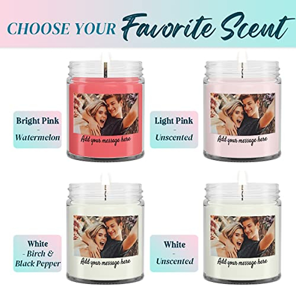 Magizak Customized Candle Personalized Scented Candles Gifts with Picture Photo Text Message Create Your Design for Women Men Christmas Birthday Valentine's Day Graduation Gift