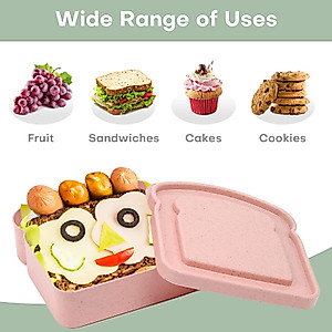 Sandwich Containers, 4pcs Sandwich Containers for Lunch Boxes with 10 Sheets Toast Graffiti Stickers, Food Storage Sandwich Box with Lid, BPA Free, Microwave & Dishwasher Safe, for Kids or Adults.