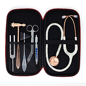 MDF Instruments, Hard Travel Carrying Case with Mesh Pocket, Medium Size, Fits MD One & Acoustica Stethoscopes, Reflex Hammers, Sphygmomanometers, Penlights, Doctor & Nurse Accessories (MDFSCM12)