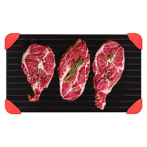 LOMUTY Quick Thaw Defrosting Tray Natural Thawing Frozen Meat, Miracle Thaw Defrosting Tray Original, Fast Meat Defrosting Plate Board for Fish with Four Silicone Corners Inside.