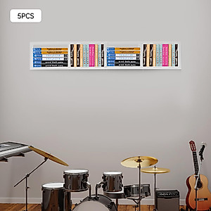 Vintoro 5PCS Wall Mount 34 Inch Media Storage Rack,Metal Floating Shelf Set,4 Compartments Cube Storage Shelf,Video Game Organizer,Open Bookshelf,for Bedroom,Study Room,Living Room,Office(White)