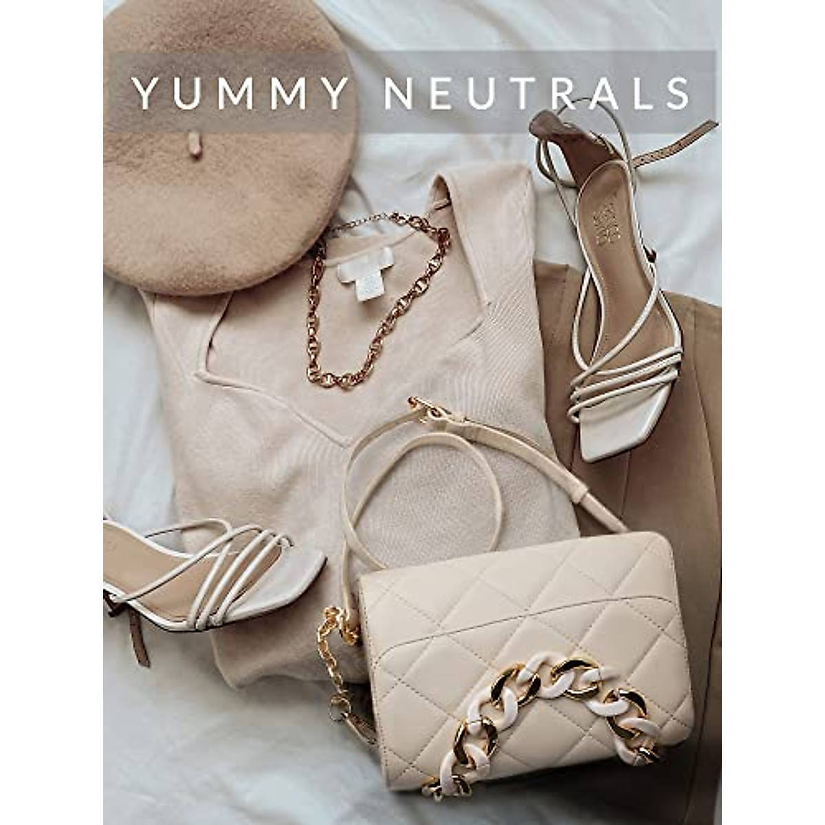 Before & Ever Small Beige Purse - Quilted Sand Crossbody Bag for Women - Gold Chain Clutch Purse Bag for Women - Women's Crossbody Handbag - Vegan Leather Cross Body Hand bag Wallet Purse