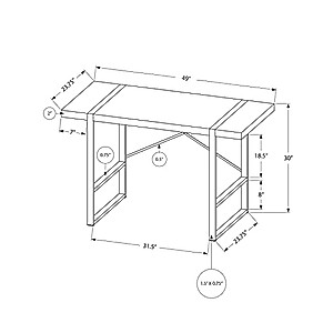 Monarch Specialties Laptop Table for Home & Office-Study Computer Desk-Contemporary Style-Metal Legs, 48" L, Dark Taupe