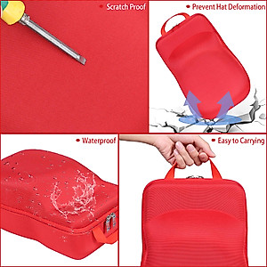 khanka Hard Storage Carrying Case Compatible with Baseball Caps This Organizer Holder Protects up to 8 Hats (Red)