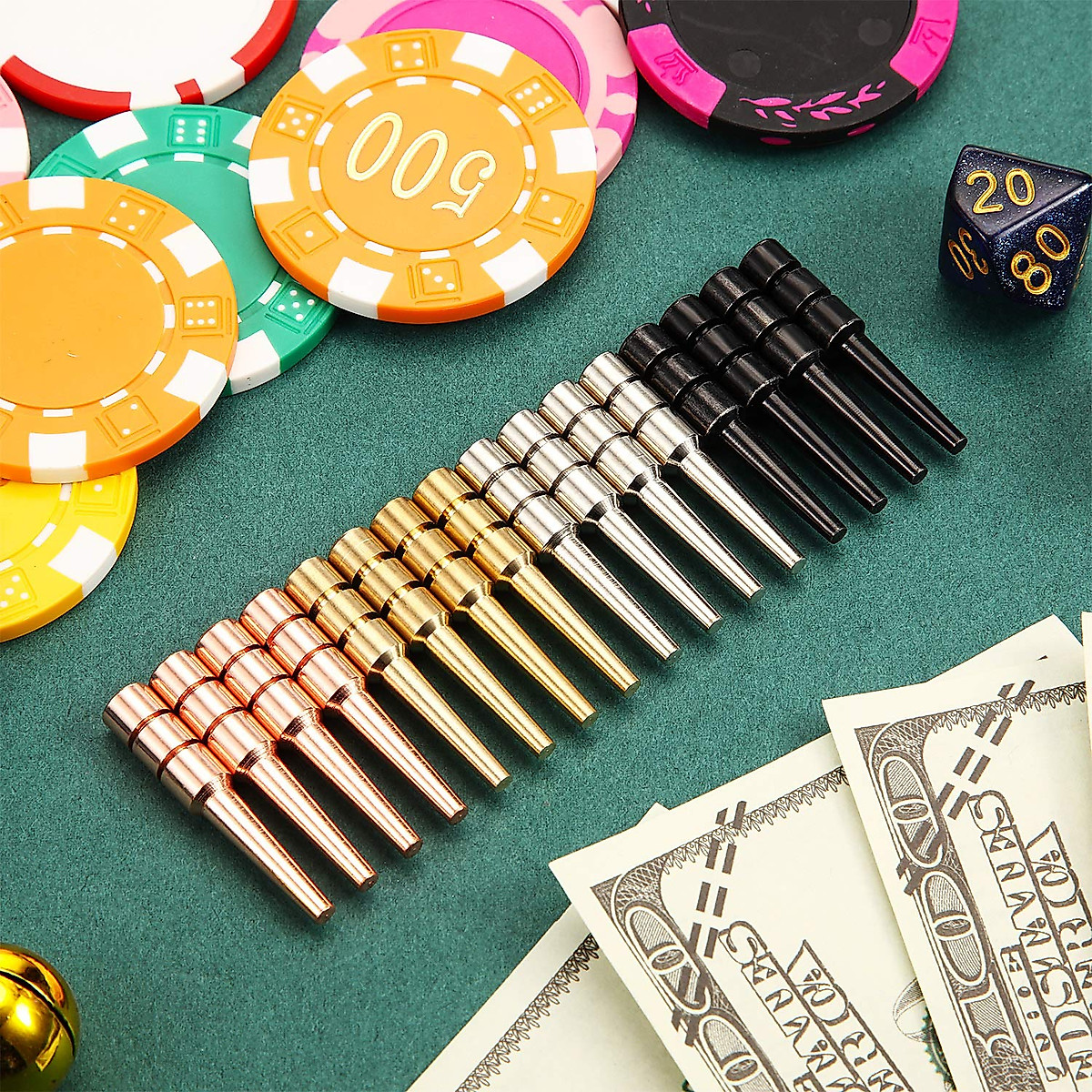 32 Pieces Metal Cribbage Pegs Fit 1/8 Holes Cribbage Pegs with a Tapered Design for Cribbage Traditional Board Game, 4 Colors