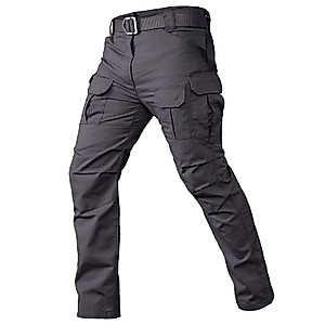 CARWORNIC Gear Men's Tactical Cargo Pants Waterpoof Lightweight Rip Stop EDC Military Combat Trousers Dark Grey