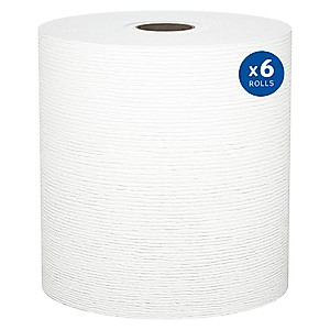 Kleenex Hard Roll Paper Towels (50606) with Premium Absorbency Pockets, 1.75" Core, White, 600'/Roll, 6 Rolls/Case, 3,600'/Case