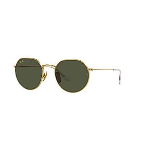 Ray-Ban RB8165 Jack Titanium Round Sunglasses, Legend Gold/Green, 51 mm