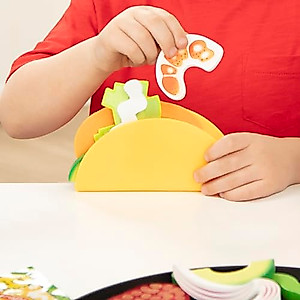 Melissa & Doug Fill & Fold Taco & Tortilla Set, 43 Pieces – Sliceable Wooden Mexican Play Food, Skillet, and More - FSC Certified