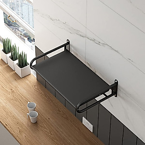 lanliebao 22 Inch Stainless Steel Wall Shelf Metal Shelving Heavy Duty Commercial or Household Grade Wall Mount Microwave Oven Shelf with Fixing Kit(Width 22 in Black)