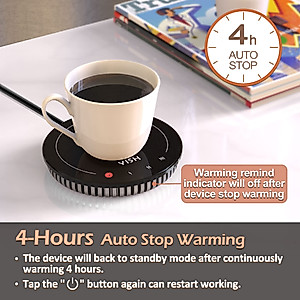Candle Warmer, YISH Flat Bottom Coffee Mug Warmers for Desk, 25W Electric Tea and Espresso Beverage Warmers for Home and Office, Cup Warmer Auto Shut Off with 3 Temperature Setting (Y130US)