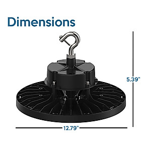 WareLight Aries G3 UFO LED High Bay Light, 240W Wattage Selectable,33600 Lumens, CCT Selectable, 120-277V, Black Finish