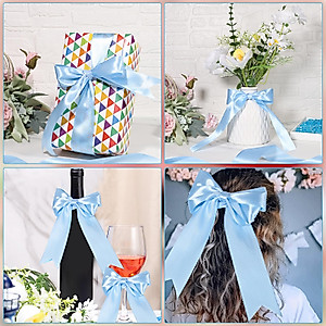 Blue Ribbon 60 Yards 1 1/2 Inch Light Blue Ribbon Baby Blue Satin Ribbon for Flower Bouquet Gift Wrapping Baby Shower Bows Craft Wedding Easter Graduation Decor