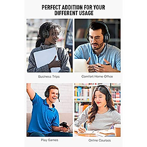 COOSII P80C Bluetooth Headphones Wireless with Dual Microphone for Home Office Online Class, Over Ear Soft Stereo Headsets, 40H Playtime for Laptop Chromebook Cellphone Skype Zoom Calls-Without Dongle