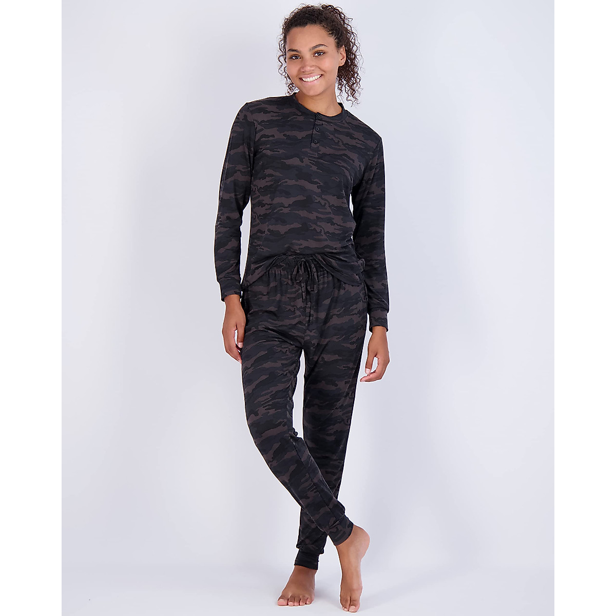 4 Piece: Womens Henley Button Down Shirt Jogger Lounge Sets Outfits for Women Sweatpants Sweatsuits Two Track Suits 2 Sexy Sweat Clothing Cute Trendy Joggers Matching Suit Pajama Sweats - SET 6, M