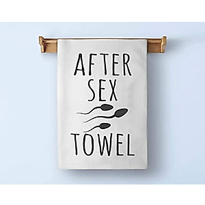 Honey Dew Gifts Funny Inappropriate Towels After Sex Flour Sack Towel, 27 inch by 27 inch, 100% Cotton, Highly Absorbent, Multi-Purpose Bathroom Hand Towel