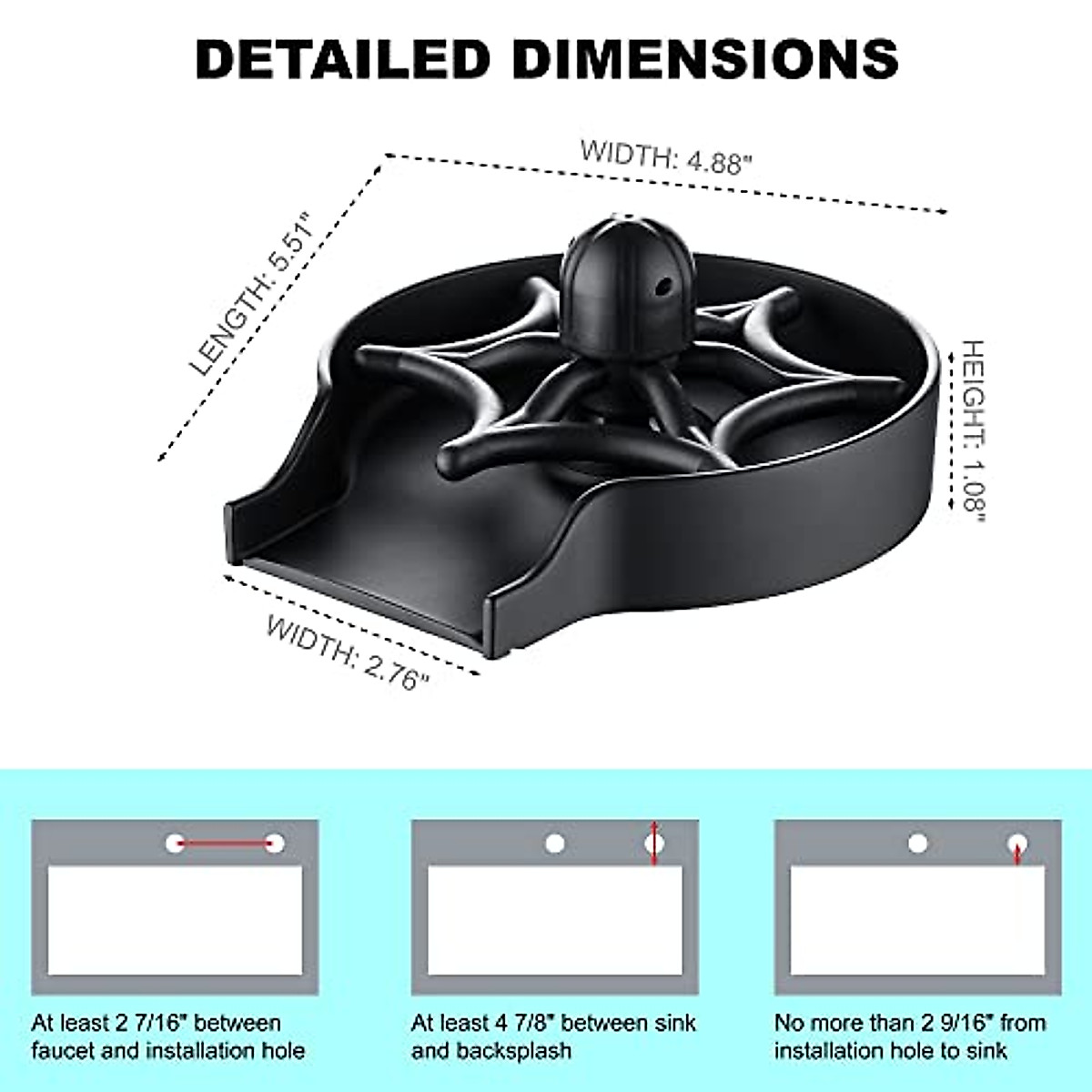 Upgraded Glass Rinser for Kitchen Sinks Matte Black, Glass Washer Cup Washer Cleaner for Home，Kitchen Sink Accessories, Bar Glass Rinser