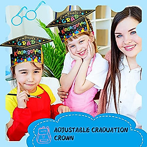 30 Pieces Preschool Paper Graduation Crown for Kids Colorful Adjustable Paper Hats Graduation Congrats Hats for Kindergarten Student Grad Ceremony Party Supplies