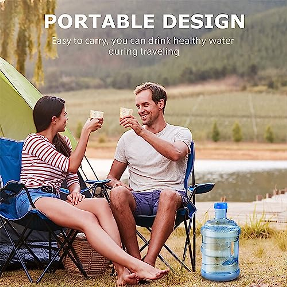 Toddmomy 5Liters Water Jug Plastic Crown Cap Reusable Water Bottle Water Storage Bucket with 2 Cap 5 Liters Water Container Camping Water Tank Barrel for Outdoor Home