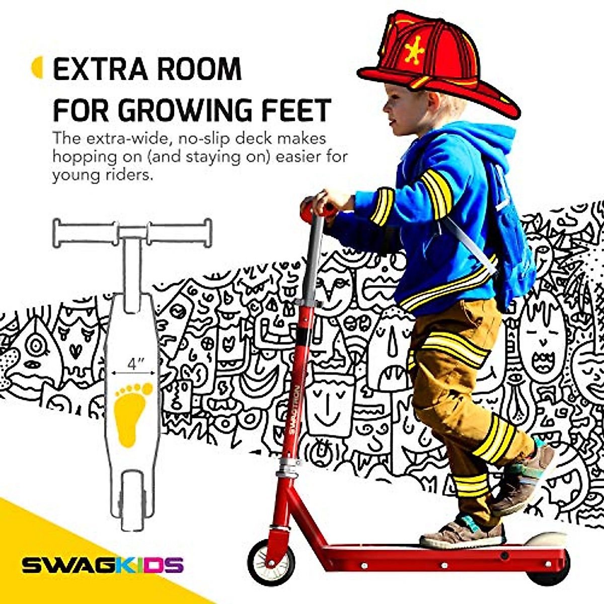 Swagtron SK1 Kick Start Electric Scooter for Kids with Extended Life Battery, ATSM Certified, Adjustable, Ages 5+, Cotton Candy Pink