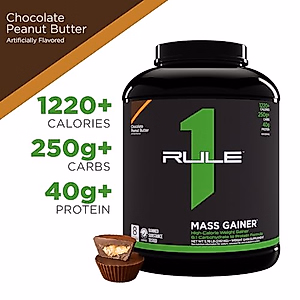 Rule 1 R1 Mass Gainer, Chocolate Peanut Butter - 5.78 Pounds - 40g of All-Whey Protein with 6:1 Carb-to-Protein Ratio - 8 Servings