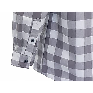 BOCOMAL FR Shirts Flame Resistant Plaid Shirt NFPA2112/CAT2 7.5oz Fire Resistant Gray/White Men's Fire Retardant Welding Shirt