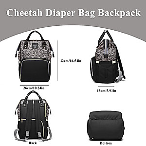 Armbq Leopard Print Diaper Bag Backpack Multi-Function Diaper Bag for Baby Care Waterproof Travel Baby Bag for Mom Gray