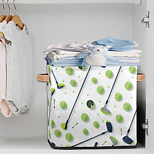 Tablerazzi Golf Balls Cube Storage Bin, 13 Inch Collapsible Fabric Storage Cube Bin, Foldable Cube Baskets for Shelf, Closet, Organizer