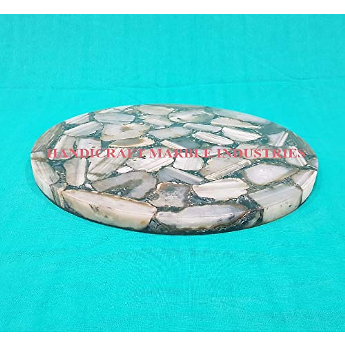 18" Inch Round Brown Grey Agate Coffee Table with Hair Pin Style Metal Base, Agate Table, Stone Coffee Table, Agate Table Top, Agate Round Coffee Table, Agate Side Table Home Decor