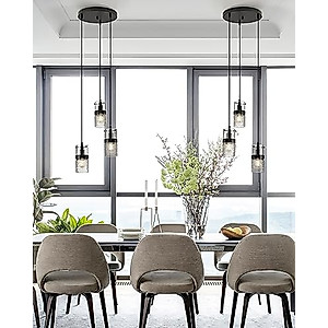 LMS Black 3-Light Pendant Fixtures, Adjustable Kitchen Hanging Light Fixture, Cluster Pendant Lights, LMS-188
