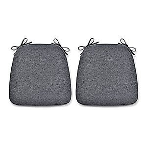 COSNUOSA Kitchen Chair Cushions Dining Chair Cushions with Ties Non Slip Kitchen Dining Chair Pads Seat Cushion Set 17 x 16 Inches Dark Grey 2 Pcs