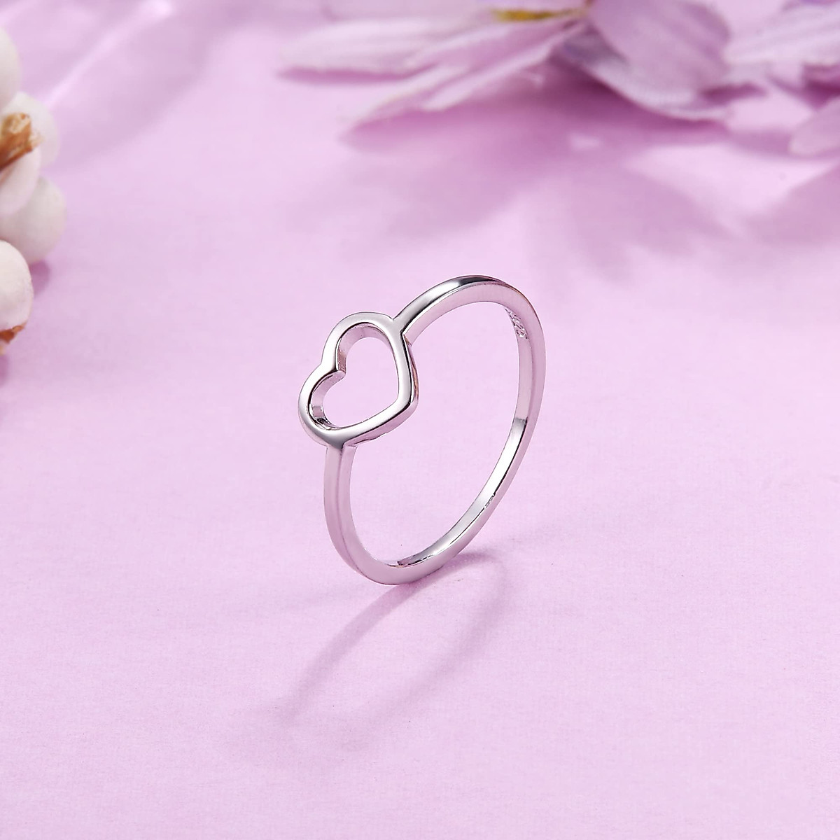 MILACOLATO 3Pcs Sterling Silver Rings - 18K White Gold Plated Infinity Knot Rings Simple Heart Rings Love Knot Rings for Women Size 10