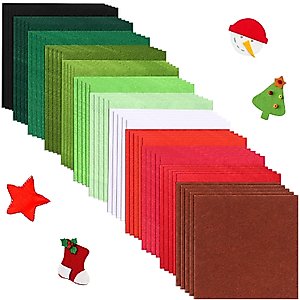 96 Pieces Christmas Felt Fabric Sheets Felt Fabric Squares Soft Felt Fabric Sheets Assorted Colors Felt Craft Sheets for DIY Crafts Sewing Christmas Decoration, 4 x 4 Inch 12 Colors