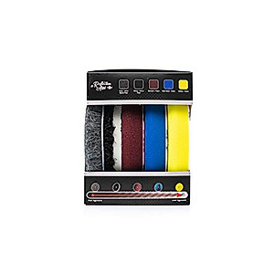 The Rag Company - Buff and Shine Reflection Artist Complete 5" Buffing Kit - Combination of Five Pads, URO line, Easy to Use Combo