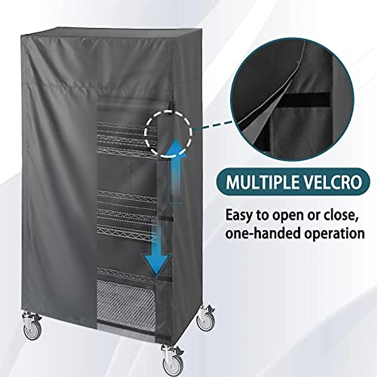 ZYSUOR Shelving Cover Storage Shelf Cover Wire Shelves Cover,36" Wx14 Dx72 H,Durable Velcro Design on Both Sides of The Front for Easy and Quick Opening and Closing,Black,only Cover