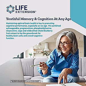 Life Extension Cognitex Elite Pregnenolone - Brain Health Supplement for Memory, Focus & Cognition - Formula with Phosphatidylserine, Ashwagandha & SAGE Extract, Calcium + More - 60 Vegetarian Tablets