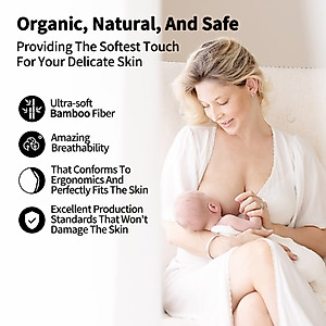 AnAnBaby Organic Bamboo Nursing Breast Pads - 10-Pack Reusable Non-Slip Nipple Pads for Breastfeeding New Moms Postpartum Essentials (5.5inch) with Washing Bags and Handbags（X-Large，White）